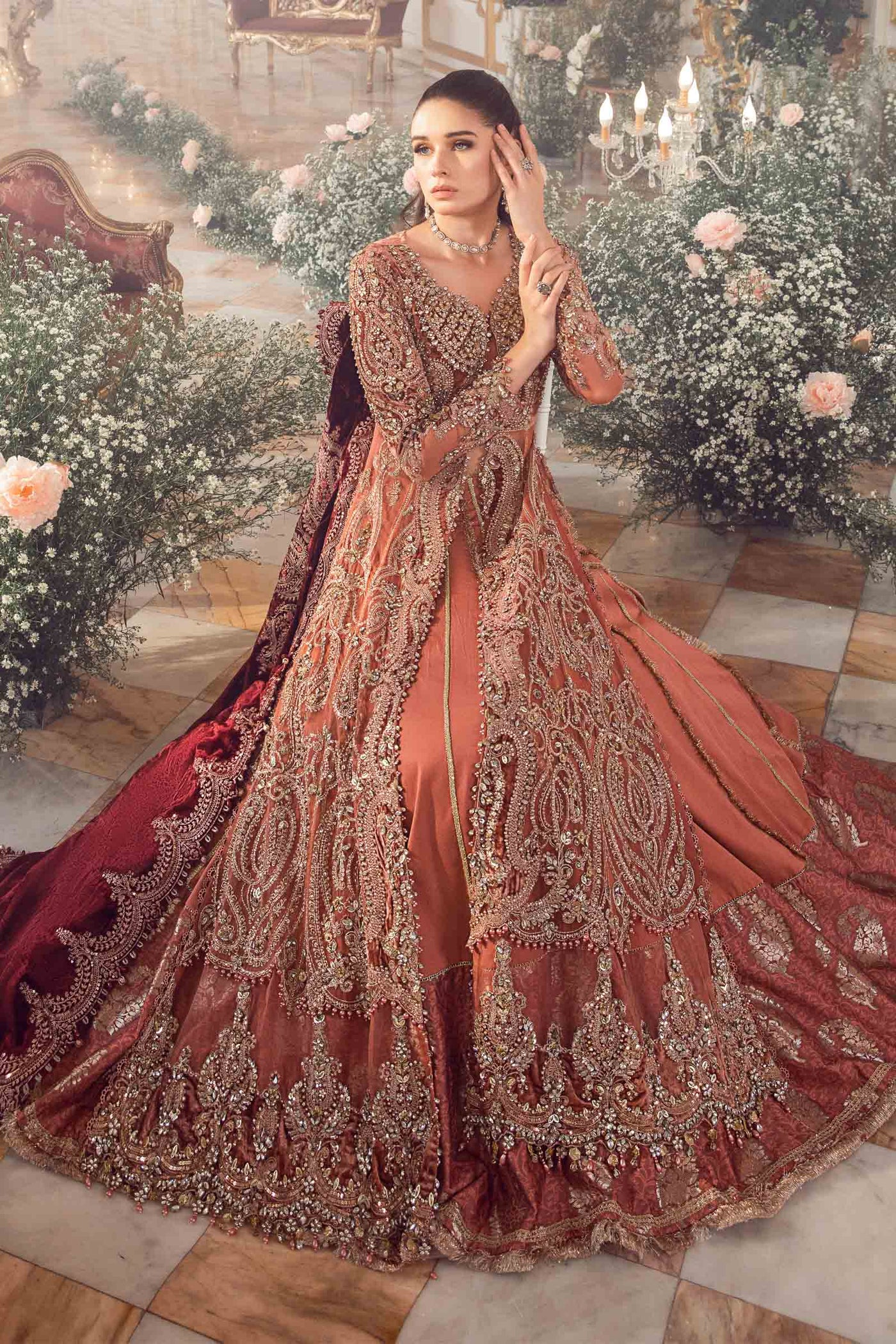 Unstitched Mbroidered | Salmon Pink BD-2701 – Maria.B. Designs (PK)