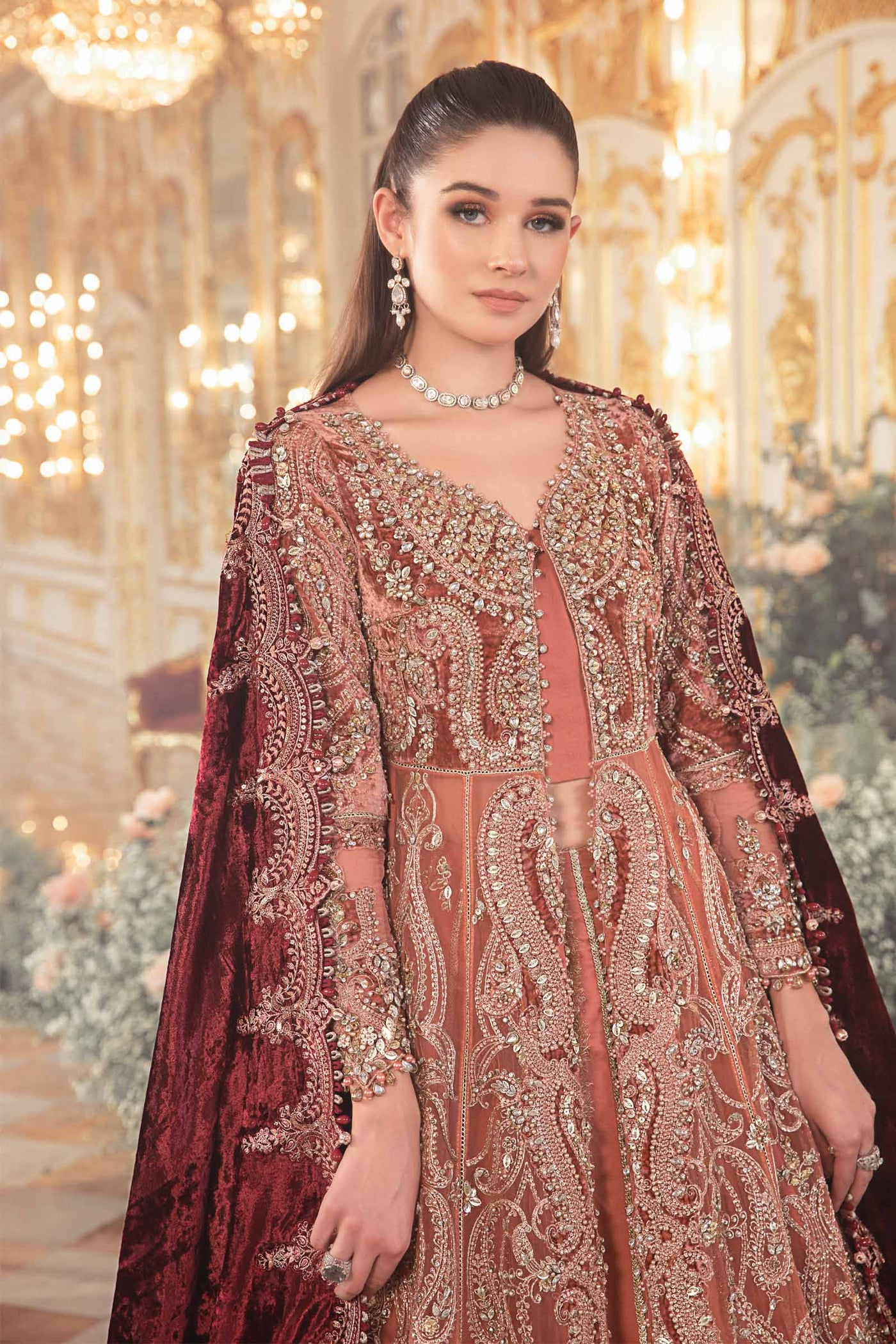 Unstitched Mbroidered | Salmon Pink BD-2701 – Maria.B. Designs (PK)