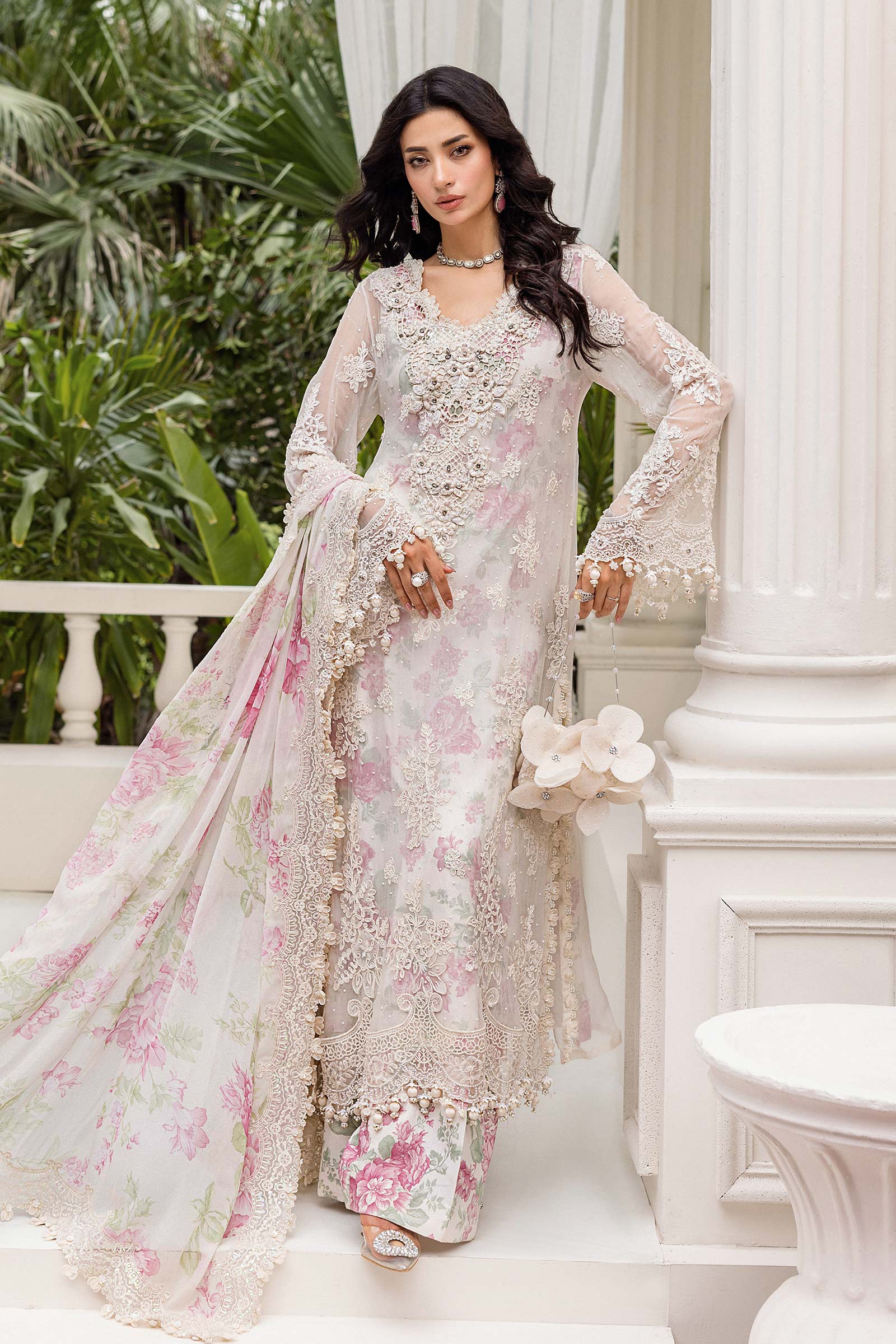 3 Piece Unstitched Embroidered Chiffon Suit | MPC-25-101 – Maria.B ...