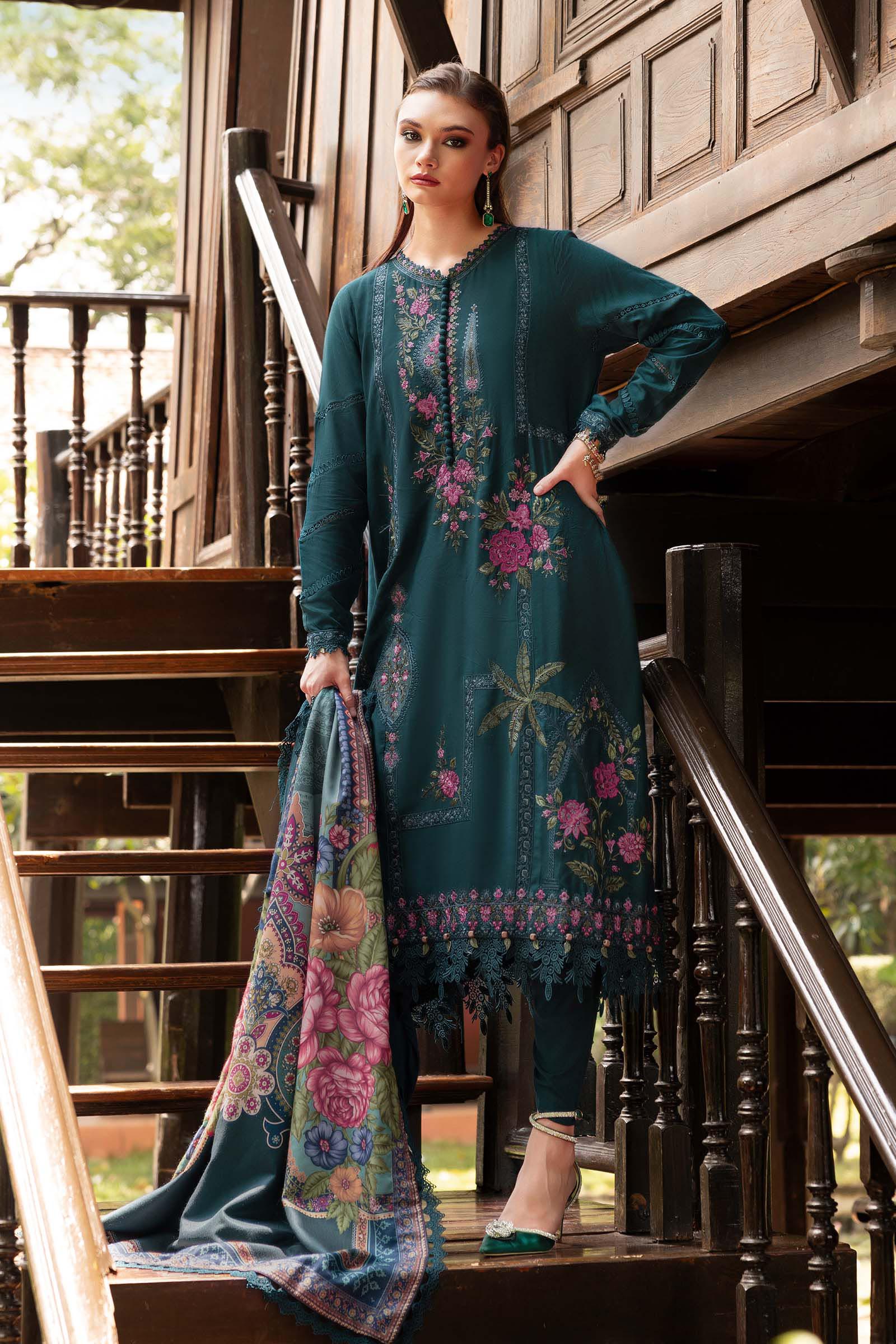 3 Piece Unstitched Embroidered Twill Linen Suit – Maria.B. Designs (PK)