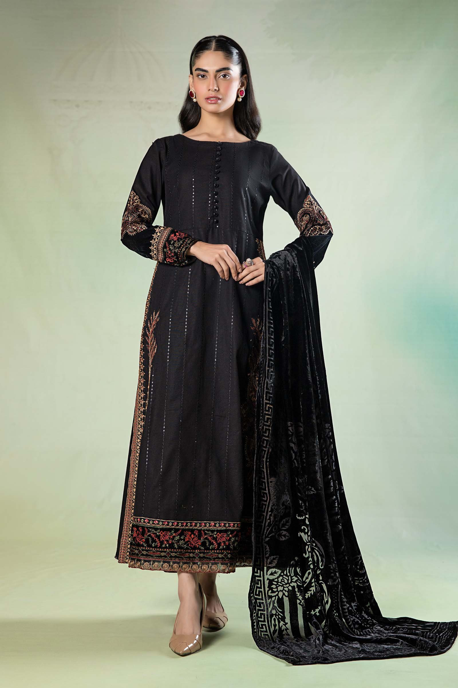 3 Piece Embroidered Khaddar Suit – Maria.B. Designs (PK)