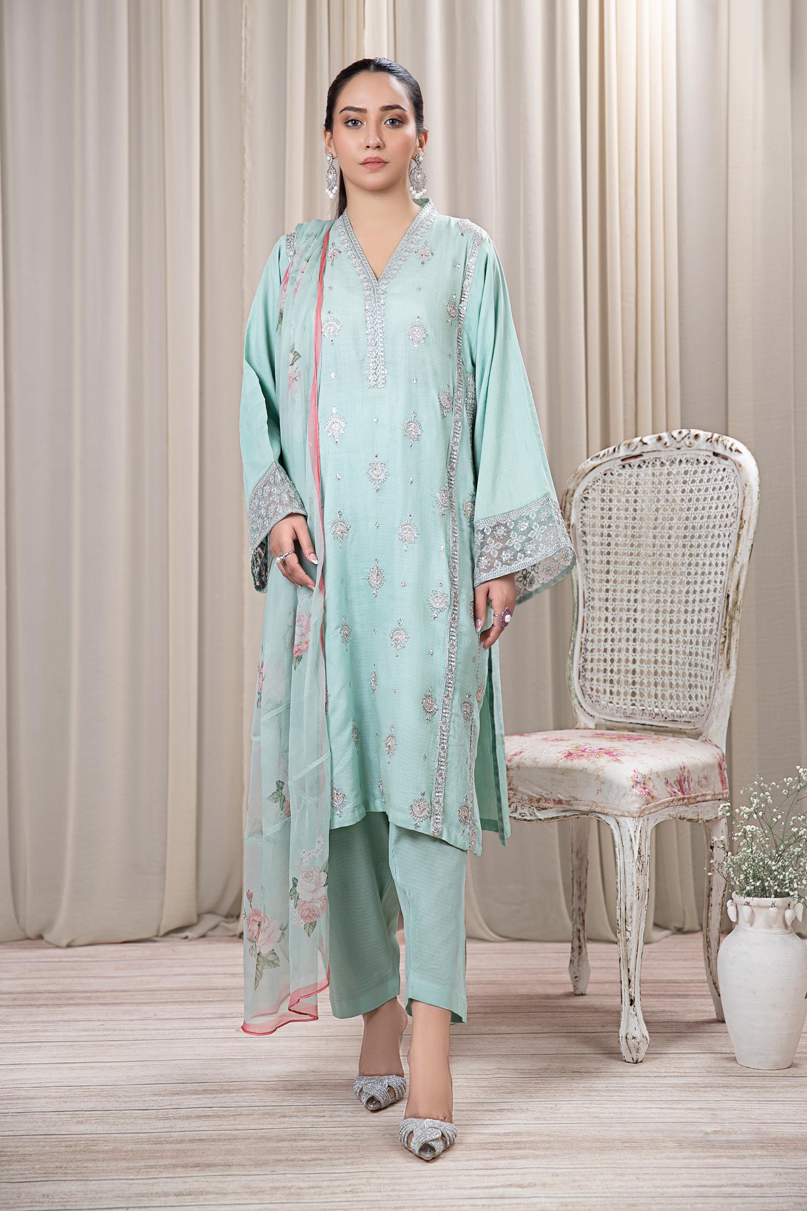 3 Piece Embroidered Dobby Suit – Maria.B. Designs (PK)