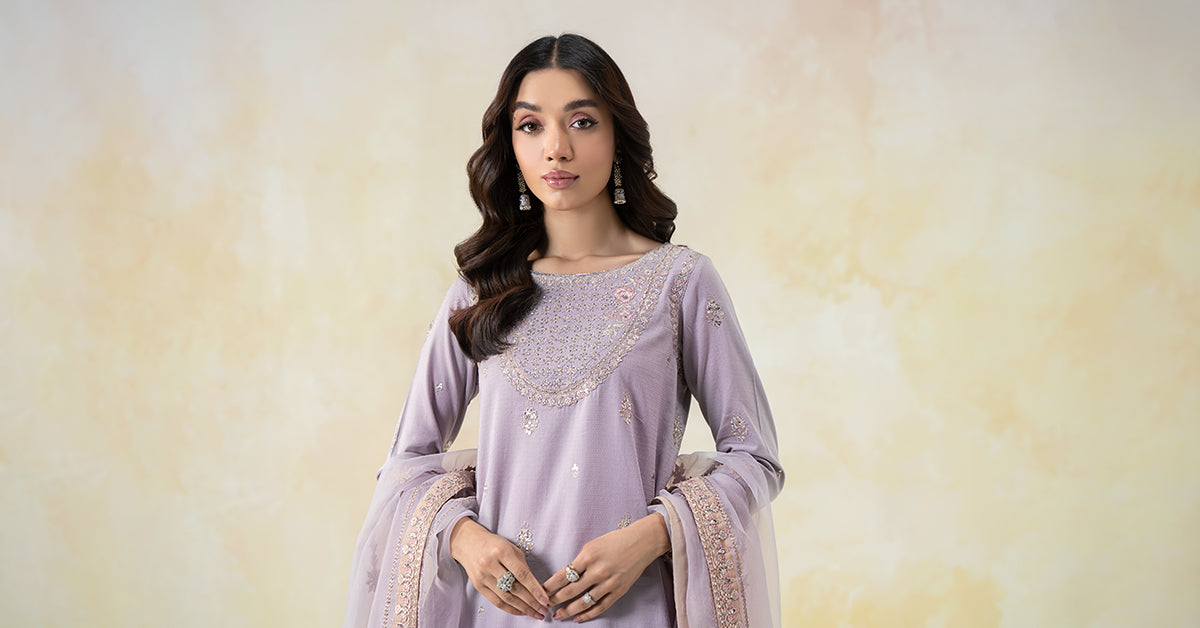 3 Piece Embroidered Dobby Lawn Suit | DW-EF25-58 – Maria.B. Designs (PK)