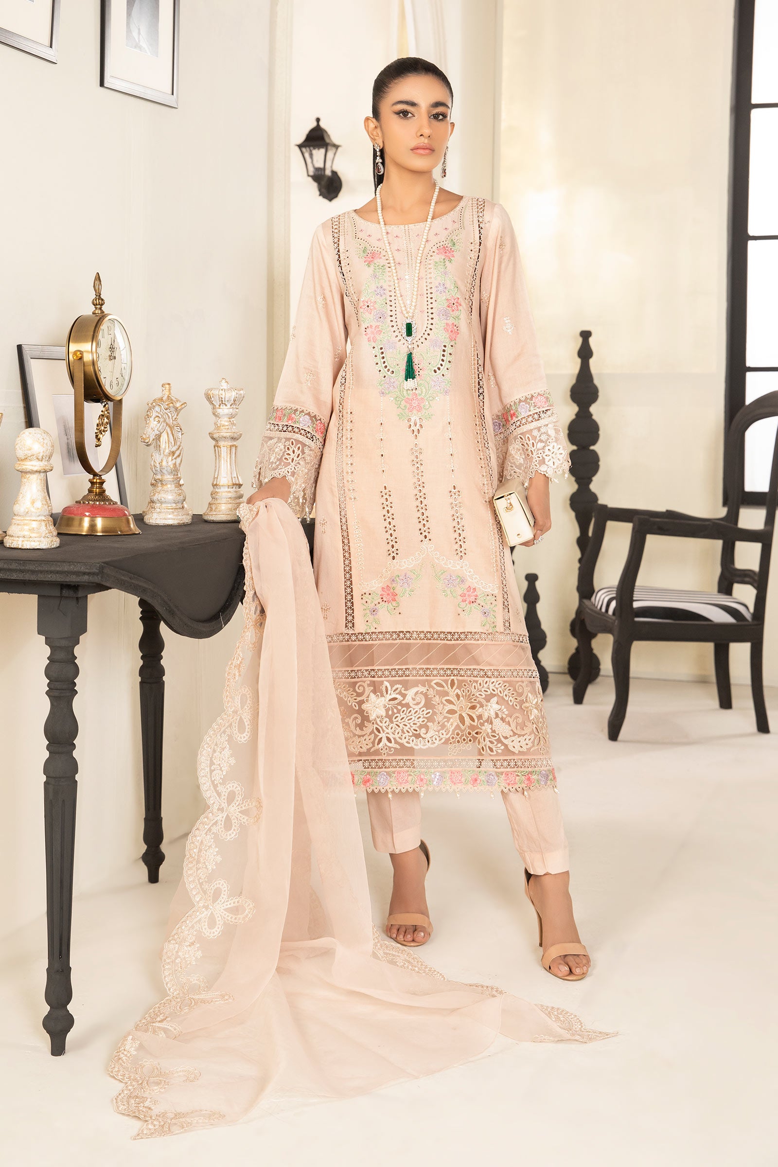3 Piece Embroidered Dobby Suit – Maria.B. Designs (PK)