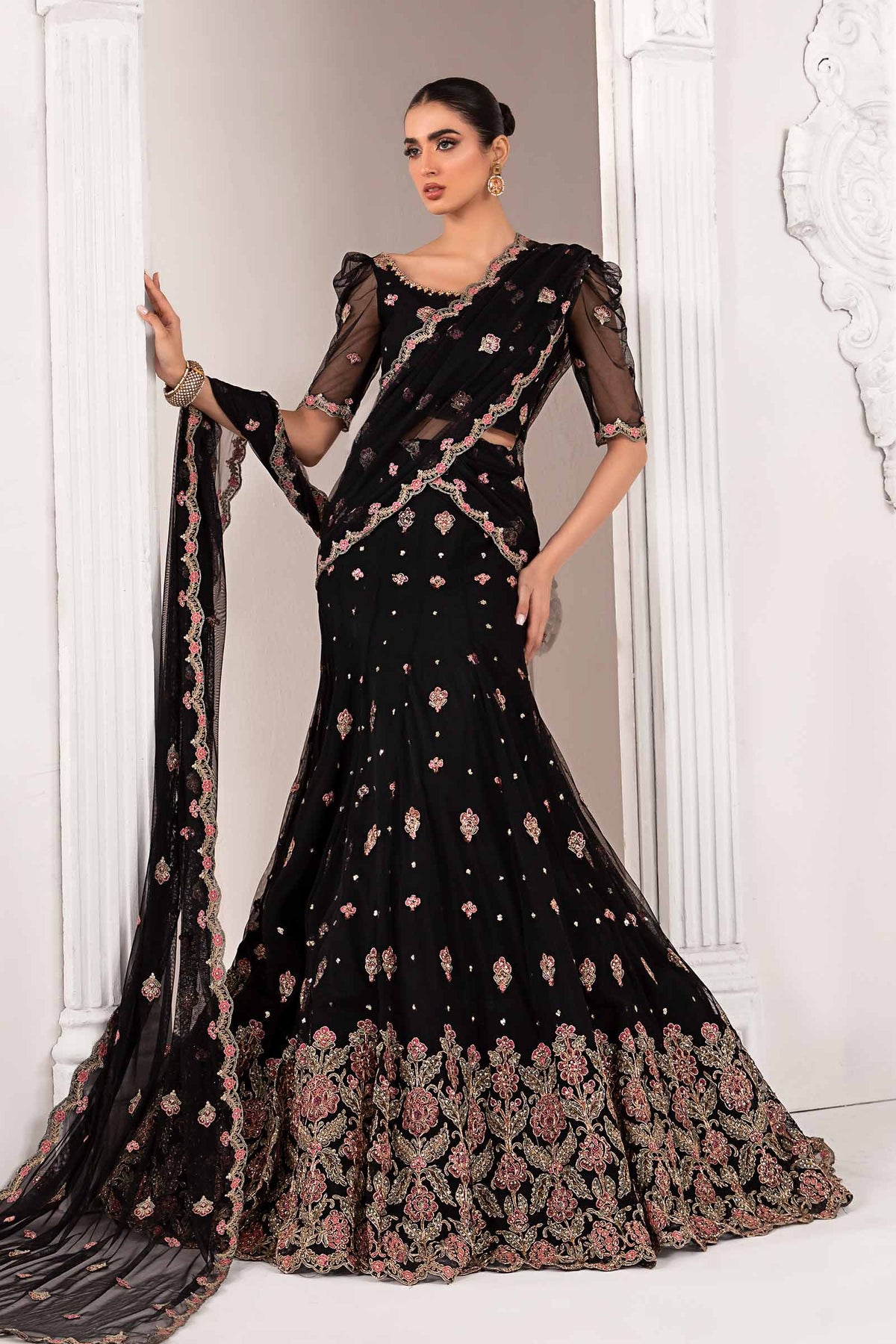 Embroidered Poly Net Fabric (4Pcs) | LF-704 – Maria.B. Designs (PK)