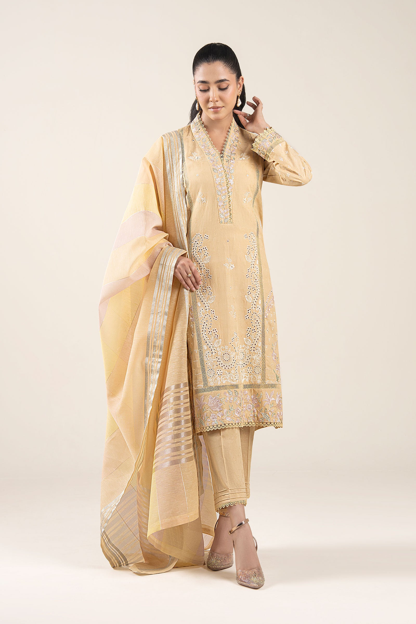 3 Pc Embroidered Dobby Suit – Maria.B. Designs (PK)