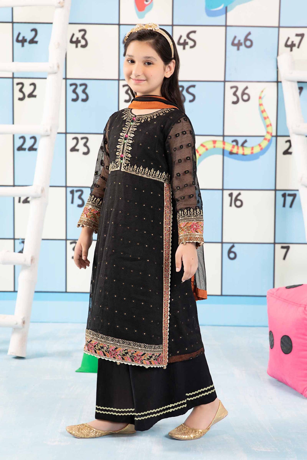 3 Piece Embroidered Cotton Zari Net Suit | MKS-PF24-06 – Maria.B. Designs (PK)