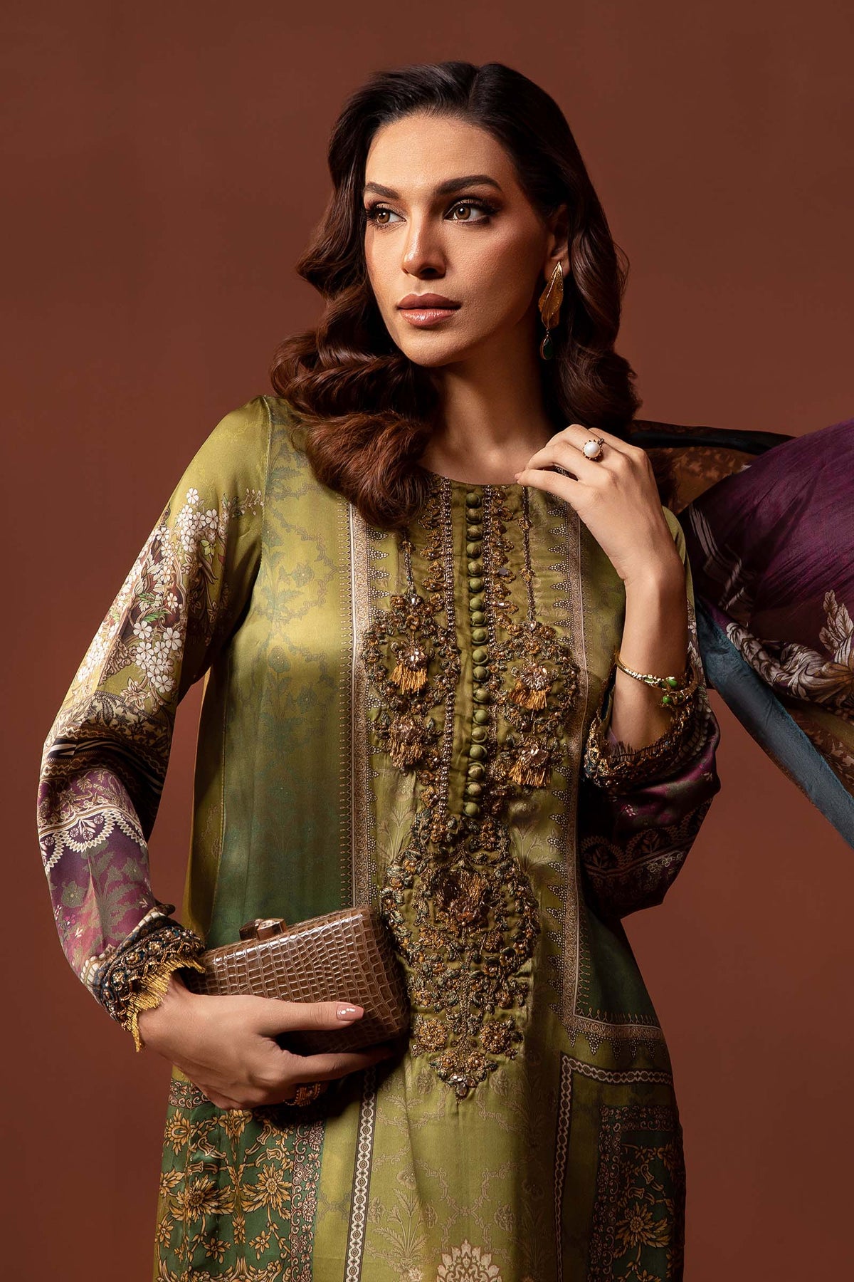 3 Piece Embroidered Pure Charmeuse Silk Suit | MPS-PF24-03 – Maria.B. Designs (PK)