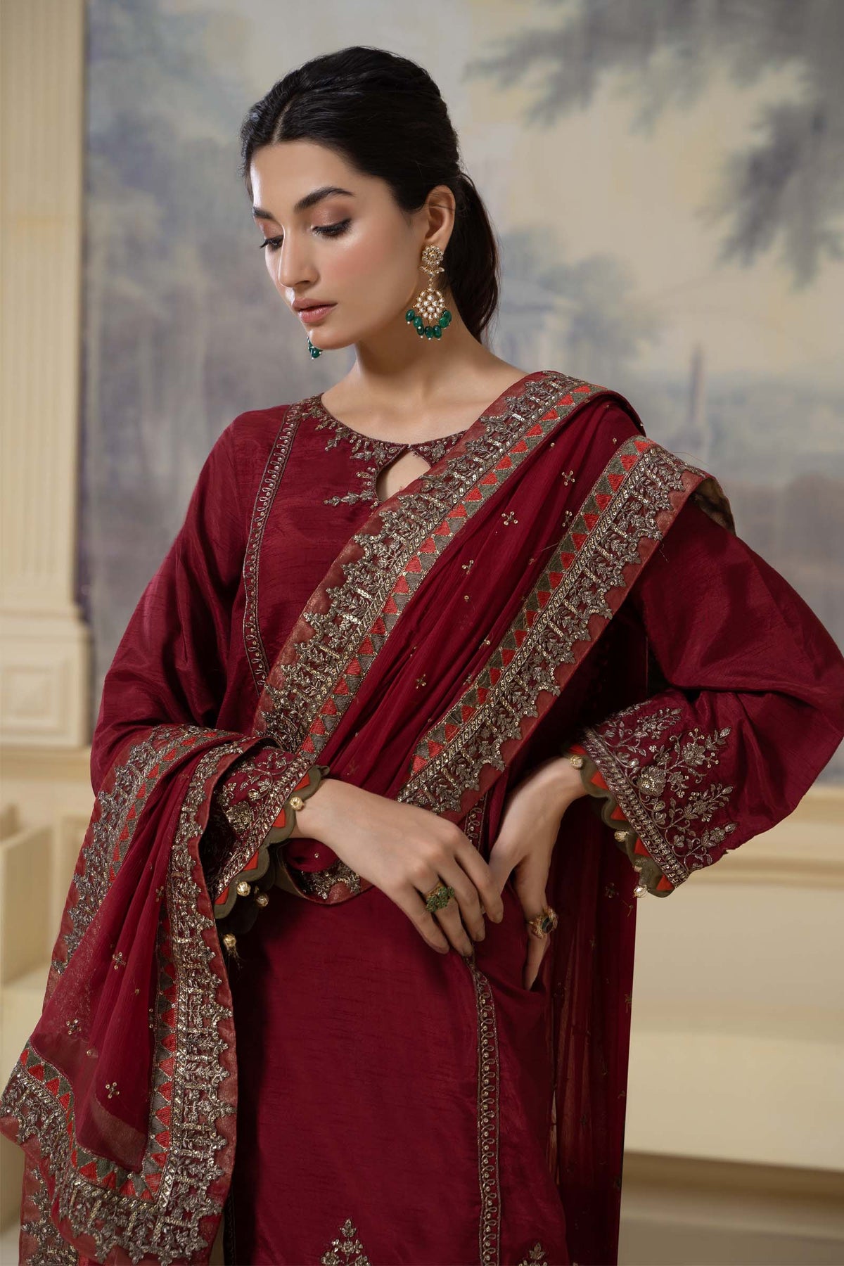 Suit Maroon SF-W23-20 – Maria.B. Designs (PK)