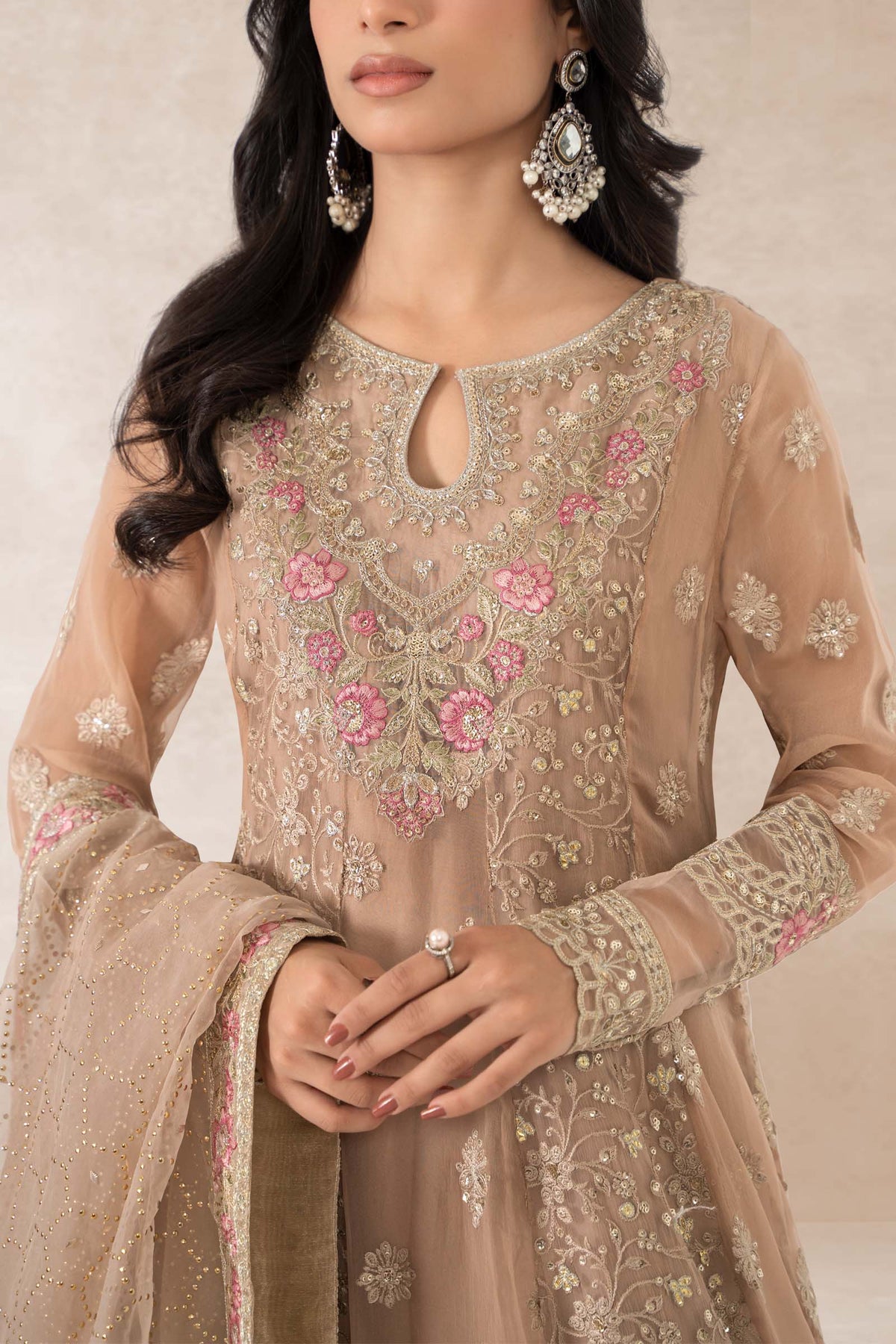 3 Piece Embroidered Bamber Chiffon Suit | SF-PF24-01 – Maria.B. Designs ...