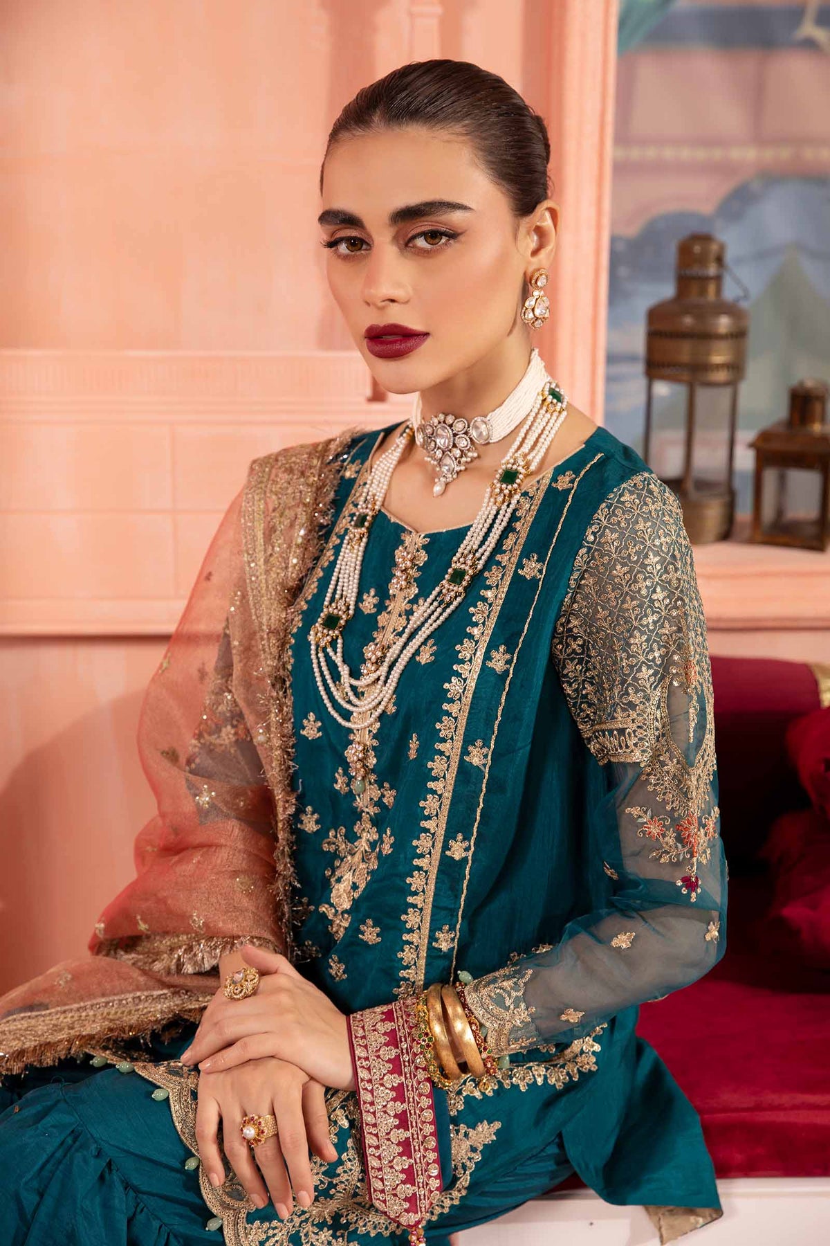 3 Piece Embroidered Bamber Raw Silk Suit | SF-PF24-04 – Maria.B ...