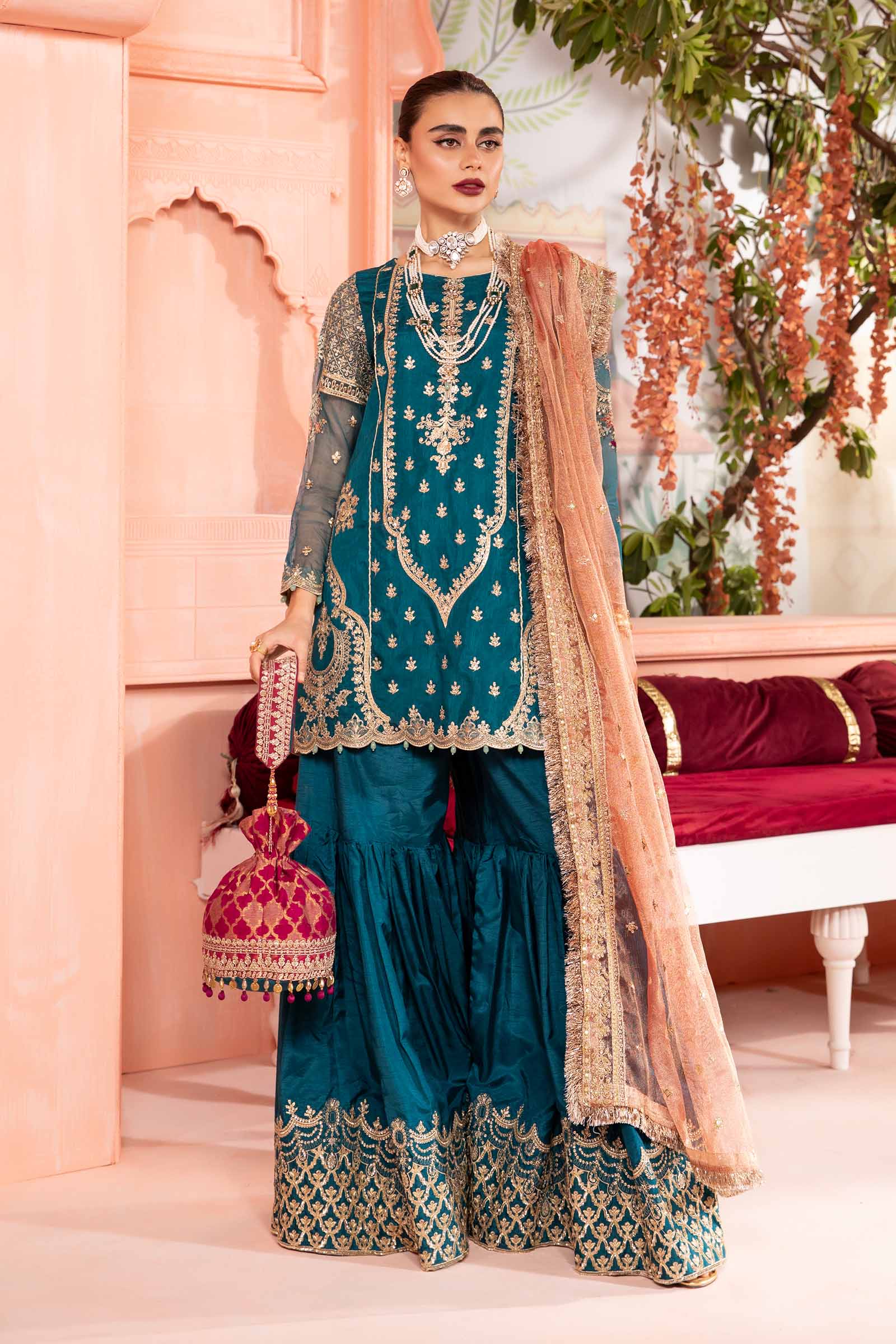3 Piece Embroidered Bamber Raw Silk Suit – Maria.B. Designs (PK)