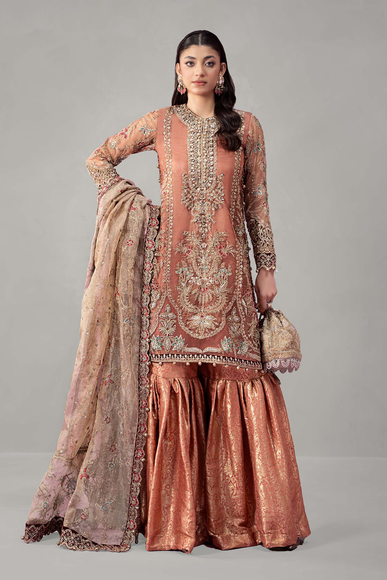 3 Piece Embroidered Zari Net Suit – Maria.B. Designs (PK)