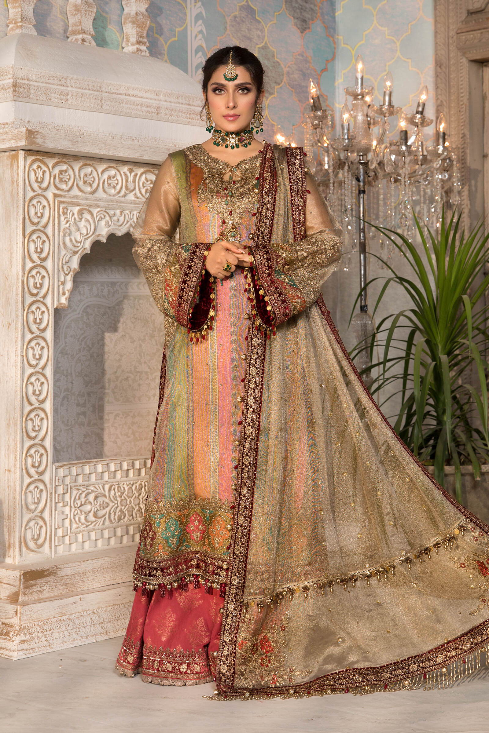 Unstitched MBROIDERED - Bronze, Maroon and Carrot pink (BD-2207) is ...