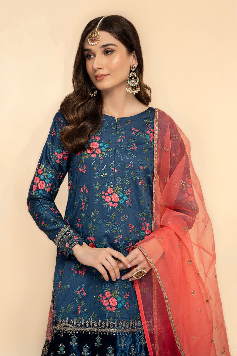 Suit Royal Blue and Salmon CSS-505 – Maria.B. Designs (PK)