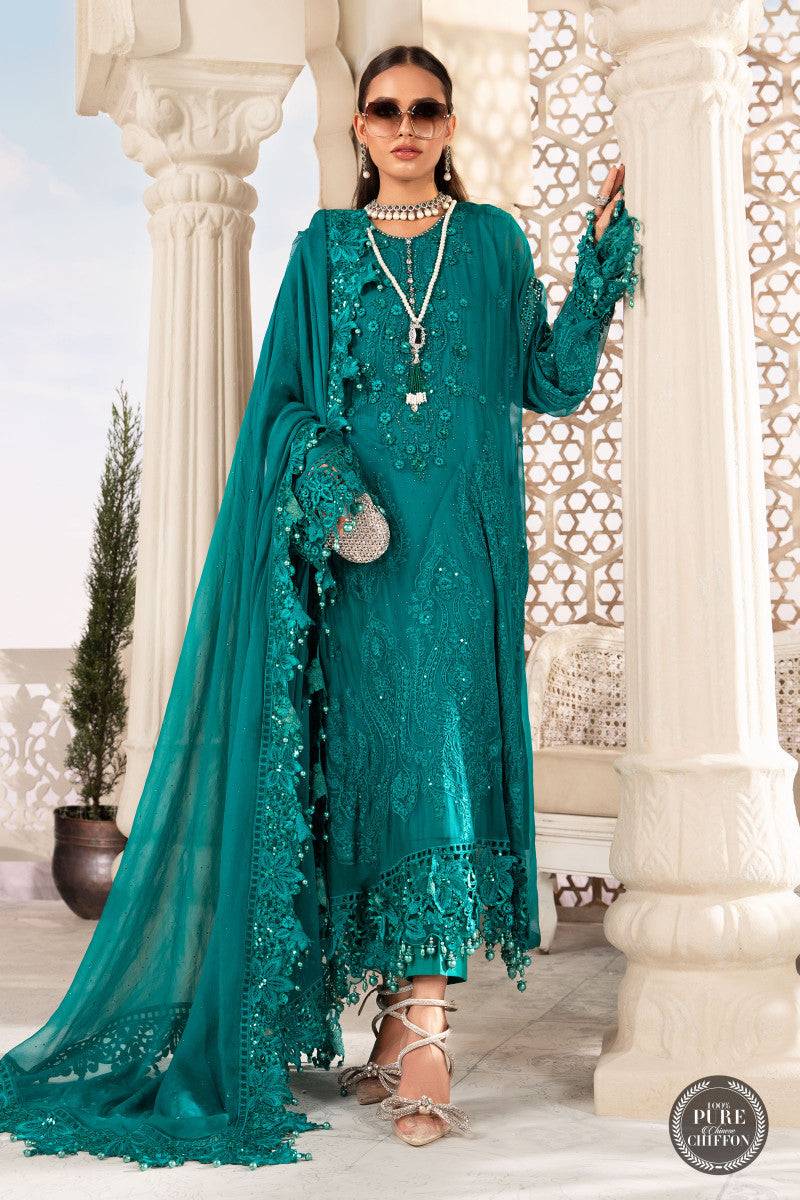 Unstitched Chiffon - MPC-22-203-Deep and Sea Green – Maria.B. Designs (PK)